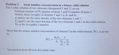Solved Problem 3 Atom Number Concentration In A Binary