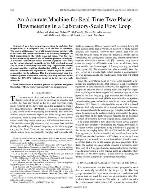 Pdf An Accurate Machine For Real Time Two Phase Flowmetering In A