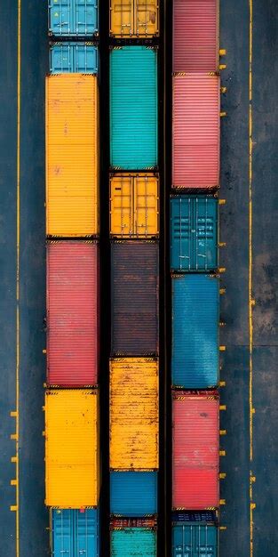 Shipping Containers Stacked At A Port Premium AI Generated Image