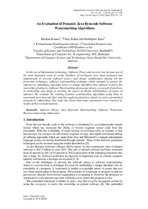 pdf an evaluation of dynamic java bytecode software watermarking algorithms