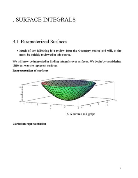 Multi Calc SURFACE INTEGRALS SURFACE INTEGRALS Parameterized Surfaces Much Of The