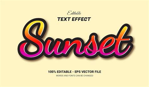 Premium Vector Sunset Editable Text Effect