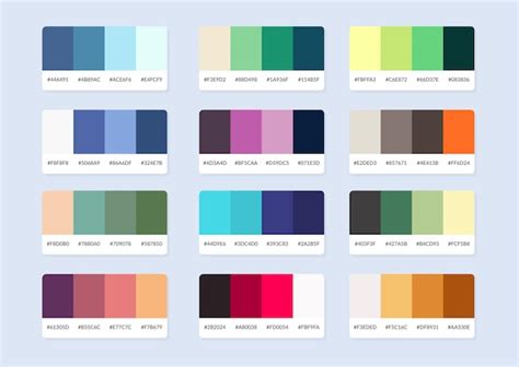 Rgb Hex의 Pantone 컬러 팔레트 카탈로그 샘플 프리미엄 벡터