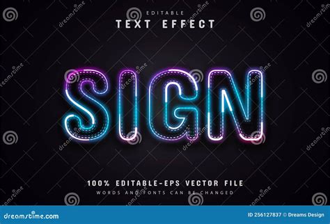 Sign Text Effect Neon Style Stock Vector Illustration Of Electricity Effect 256127837