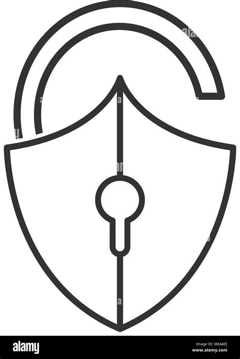 Line Open Padlock Shield To Security Object Stock Vector Image And Art Alamy