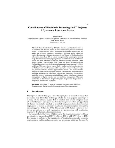 Pdf Contributions Of Blockchain Technology In It Projects A Systematic Literature Review