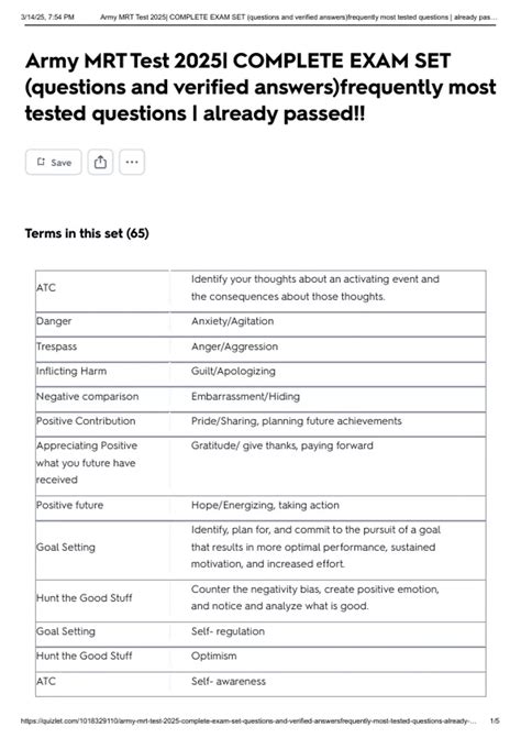 Army Mrt Test 2025 Complete Exam Set Questions And Verified Answers Frequently Most Tested