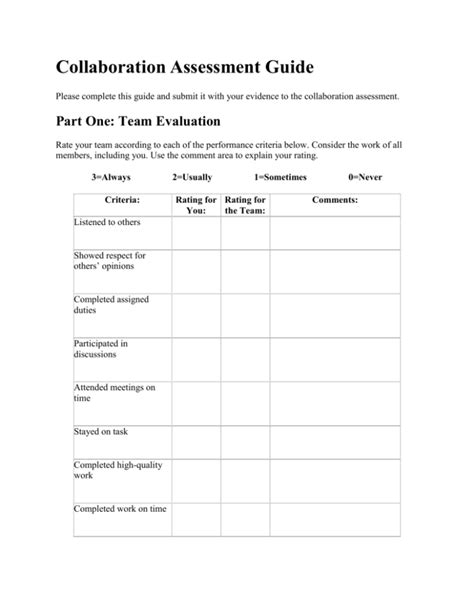 Collaboration Assessment Guide