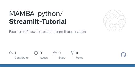 Github Mamba Pythonstreamlit Tutorial Example Of How To Host A