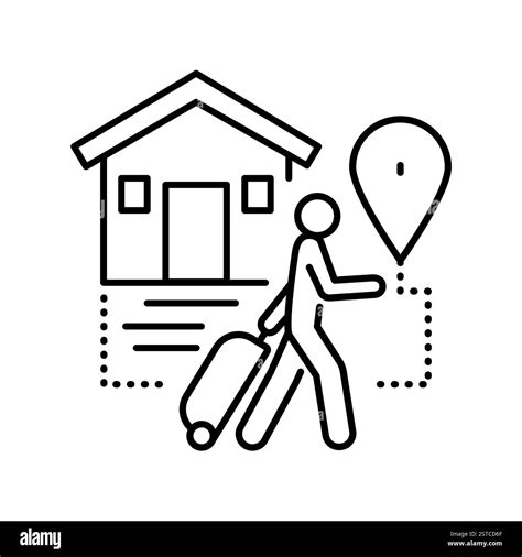 Cross Border Migration Line Icon Vector Isolated Element Editable Stroke Stock Vector Image