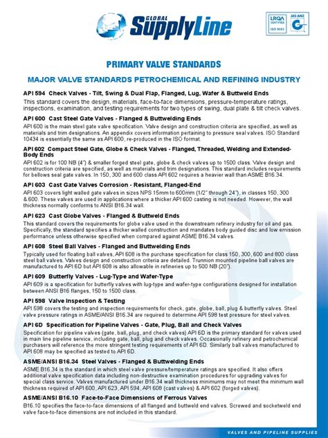 Valve Standards Ansi Bs Api Pdf Valve Leak