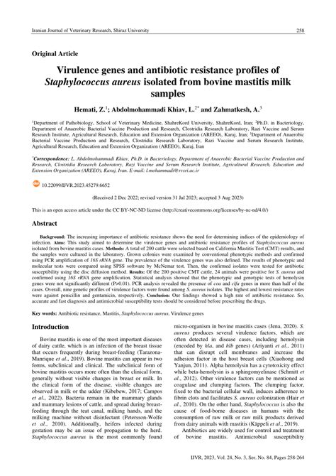 Pdf Virulence Genes And Antibiotic Resistance Profiles Of Staphylococcus Aureus Isolated From
