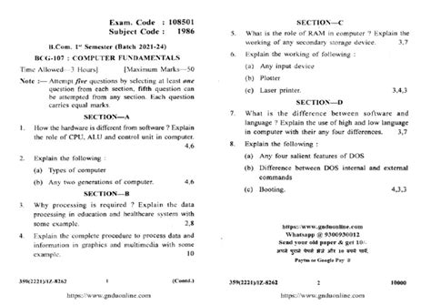Bcom 1 Sem Computer Fundamentals 1986 2021 Pdf