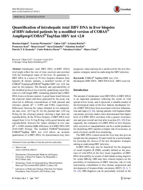 Pdf Quantification Of Intrahepatic Total Hbv Dna In Liver Biopsies Of