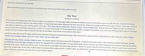 Solved Select The Correct Text In The Passage Which Detail Best Supports The Inference That
