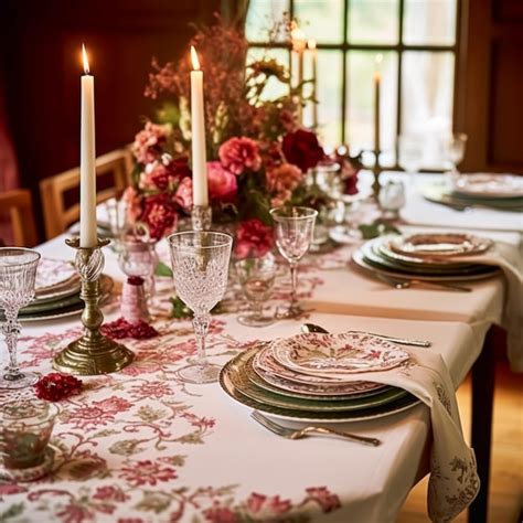 Premium Ai Image Autumnal Holiday Tablescape Formal Dinner Table