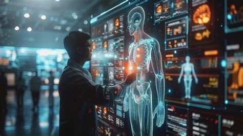 Man Interfacing With Future Tech Premium Ai Generated Image