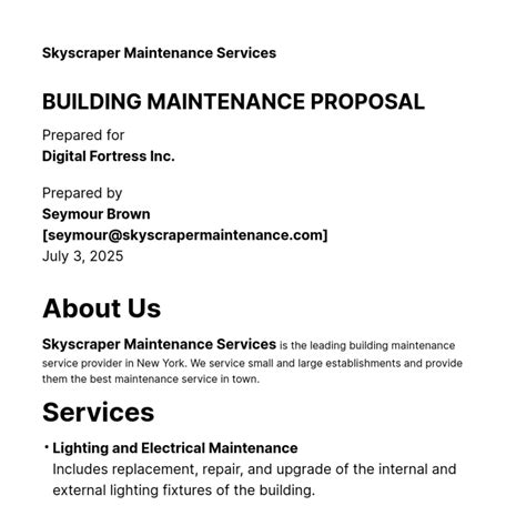 Free Maintenance Proposal Templates Editable And Printable