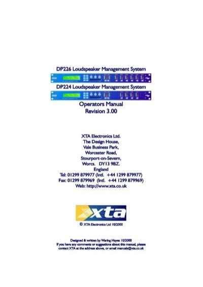 Xta Dp226 Loudspeaker Management System Synergy Audio