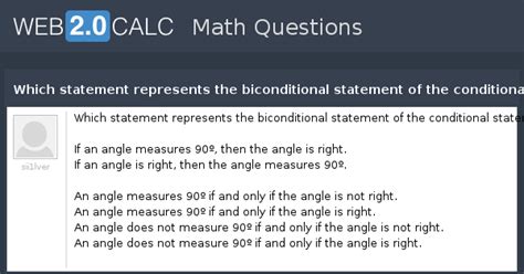 View Question Which Statement Represents The Biconditional Statement