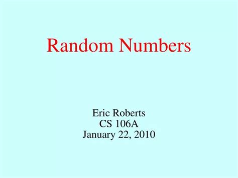 Ppt Random Numbers Powerpoint Presentation Free Download Id