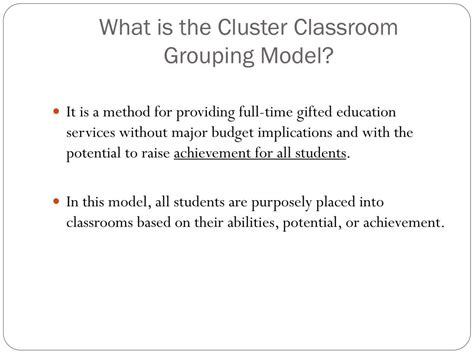 Ppt Cluster Classroom Grouping Model Powerpoint Presentation Free