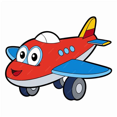 Airplane Cartoon Clip Art Vector Illustration Design Premium Ai