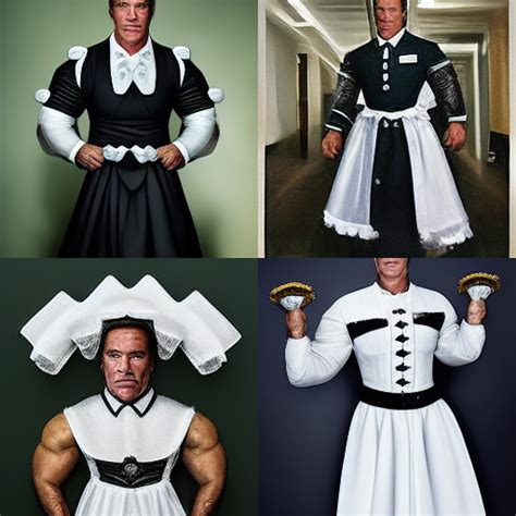 Arnold Schwarzenegger Dressed As A Chamber Maid Aiart