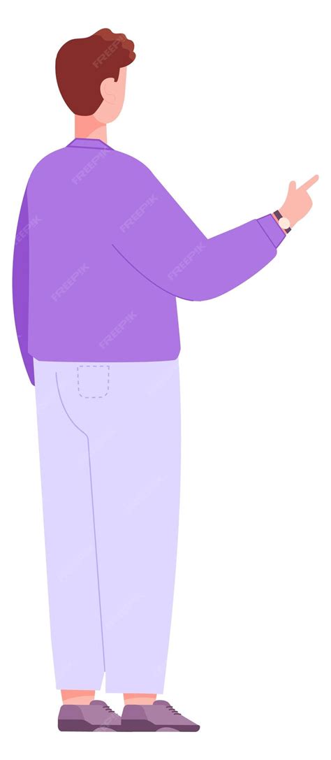 Premium Vector Man Pointing Finger Rear View Male Character Showing Something