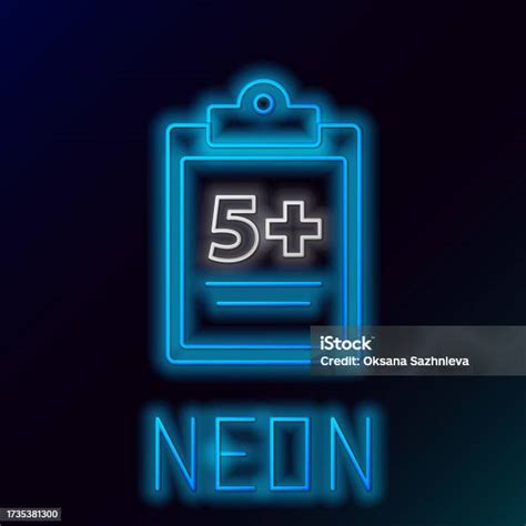 빛나는 네온 라인 검정 배경에 격리된 테스트 또는 시험 시트 아이콘입니다 시험지 시험 또는 설문 조사 개념 다채로운 개요 개념입니다 벡터 3차원 형태에 대한 스톡 벡터 아트