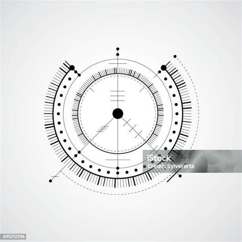 기하학적 디자인 요소 원 기술 청사진 흑인과 백인 벡터 디지털 배경 엔지니어링 시스템 추상적인 기술 배경 그림입니다 외형선에 대한 스톡 벡터 아트 및 기타 이미지 Istock