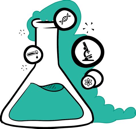 Laboratory Flask And Microbiology Chemistry Illustration Clipart Png Png All