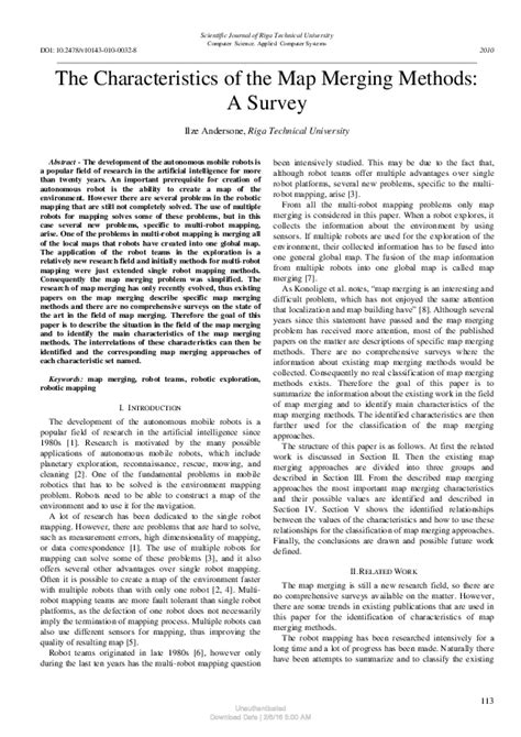 Pdf The Characteristics Of The Map Merging Methods A Survey