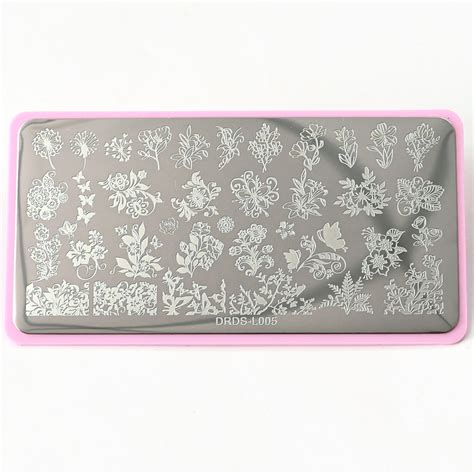 Badu Bg 1 бр Плочи за щамповане на нокти с цветни растения Декоративен модел на цветя Форма на