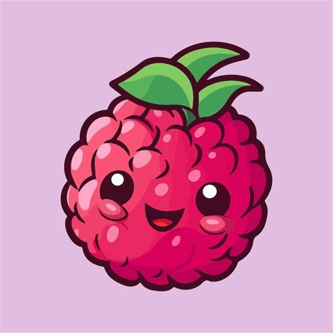 Premium Vector Cute Kawaii Raspberry Illustration Sweet Berry Art