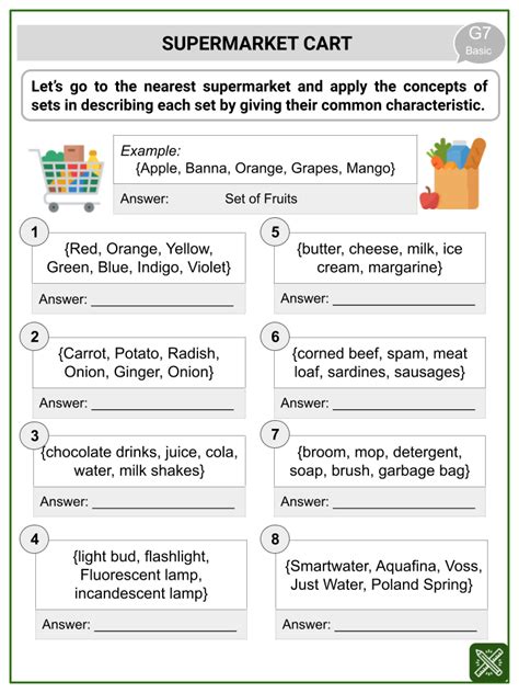 Set And Set Notation Themed Math Worksheets Aged 11 13