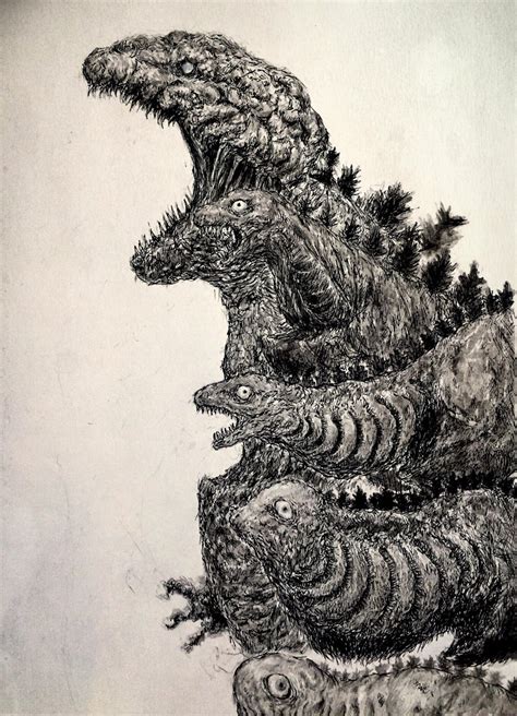 Realistic Shin Godzilla Drawing At Jacob Shadforth Blog