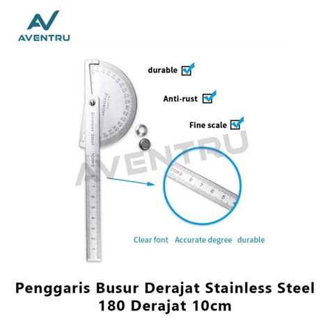 Jual Penggaris Busur Derajat Stainless Combi Protractor Alat Ukur Sudut