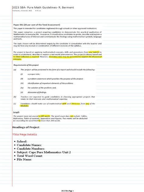 2023 Sba Pure Math Guidelines R Berment Pdf Pdf