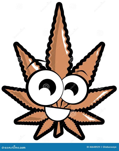 Изолированный шарж лист марихуаны Иллюстрация штока иллюстрации насчитывающей черный