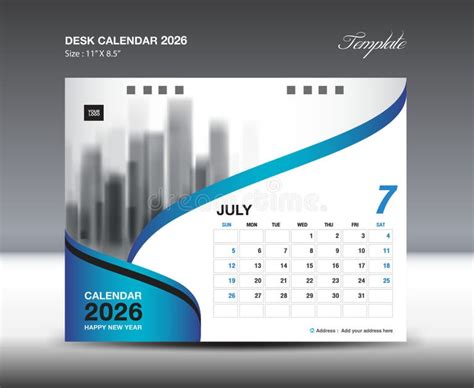 July 2026 Calendar 2026 Year Template Desk Calendar 2026 Design