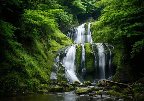 울창한 녹색 숲의 폭포 흐르는 물 지조 폭포 폭포 고화질 사진 사진 폭포 배경 일러스트 및 사진 무료 다운로드 Pngtree