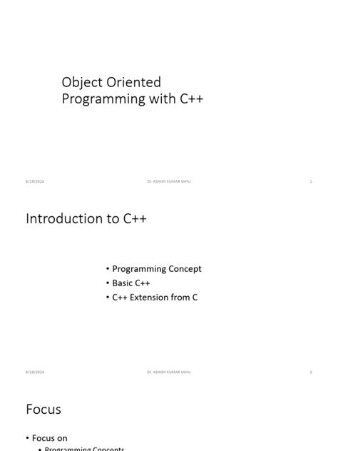Introduction Of Oops And C Pdf Object Oriented Programming Pointer Computer Programming