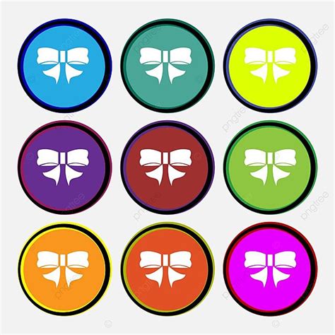 Vector Set Of Nine Circular Buttons With Colorful Ribbon Bow Icons Vector Illustrator Wedding