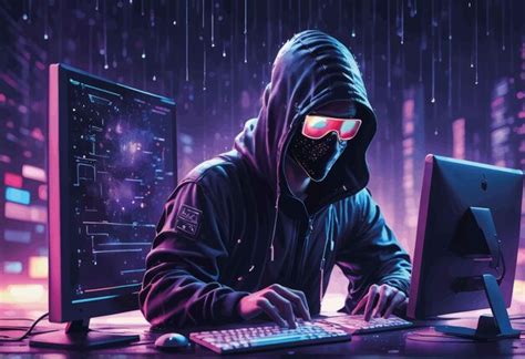 Premium Vector Cyber Security Concept With Hacker Wearing Hoodie Cyber Security Concept With