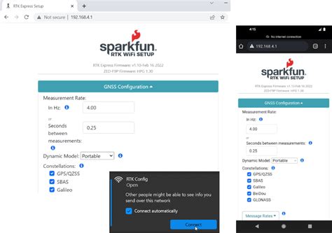 configure with wifi sparkfun rtk product manual