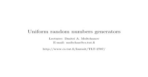 Download Pdf Uniform Random Numbers Generators · 21 Step 1 Uniform Random Numbers In Ab