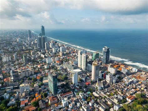 Modern Cityscape Of Colombo With Ocean Coastline Aerial View Of Sri