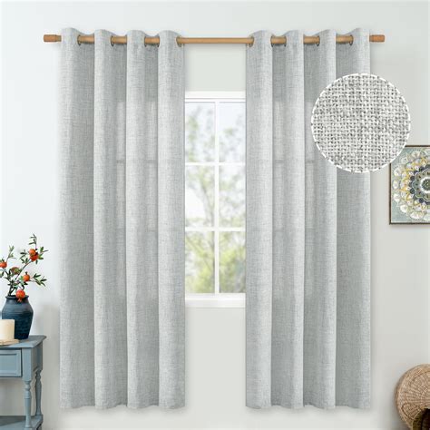 Quemas Light Grey Linen Curtains 72 Inch Length 2 Panels