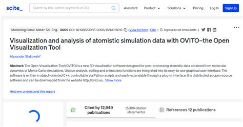 Visualization And Analysis Of Atomistic Simulation Data With Ovitothe Open Visualization Tool